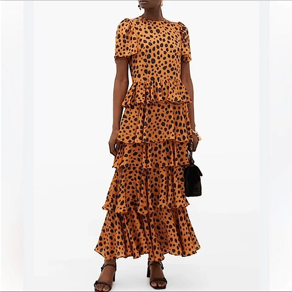 RHODE | Dresses | New Rhode Serena Leopard Animal Print Tiered Dress L ...